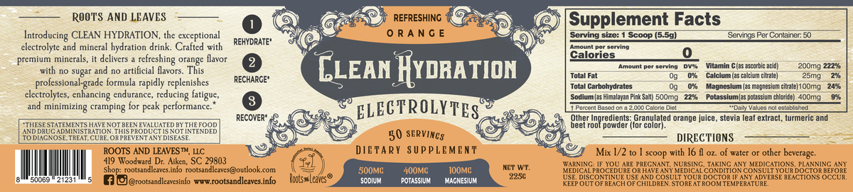 Clean Hydration Electrolytes- Orange- 50 to 100 servings – FarmGirl ...